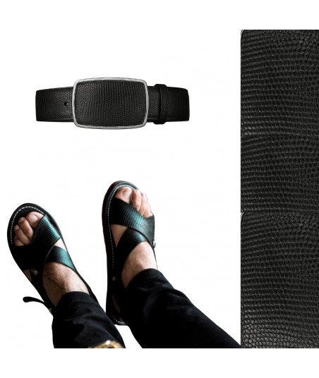 COMBO LIZARD NEGRO | cinto + huaraches